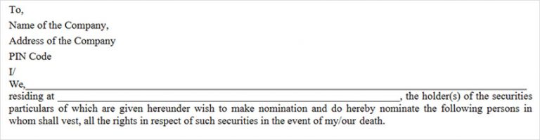 Form No. SH-13 - Nomination Form | SAG RTA