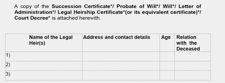 Individual Affidavits To Be Given By ALL The Legal Heirs