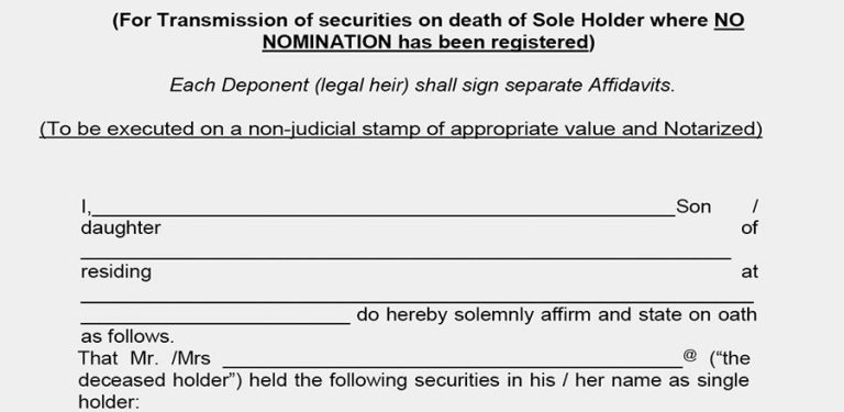 Individual Affidavits To Be Given By ALL The Legal Heirs